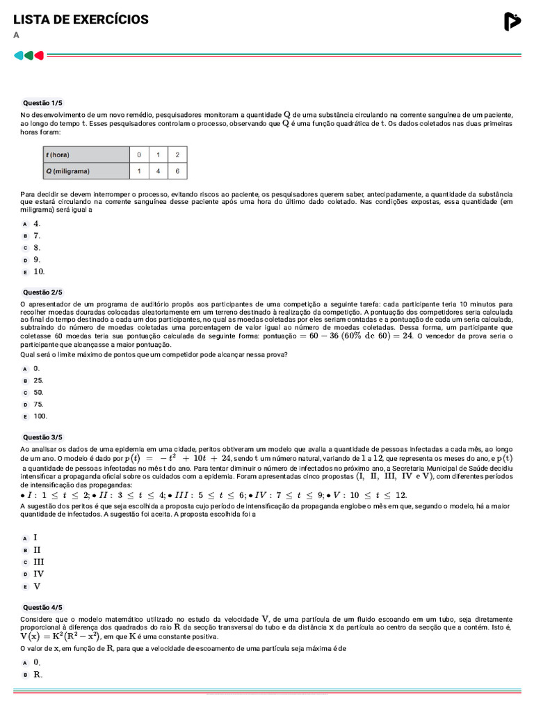 Minha Lista de Exercicio A | PDF