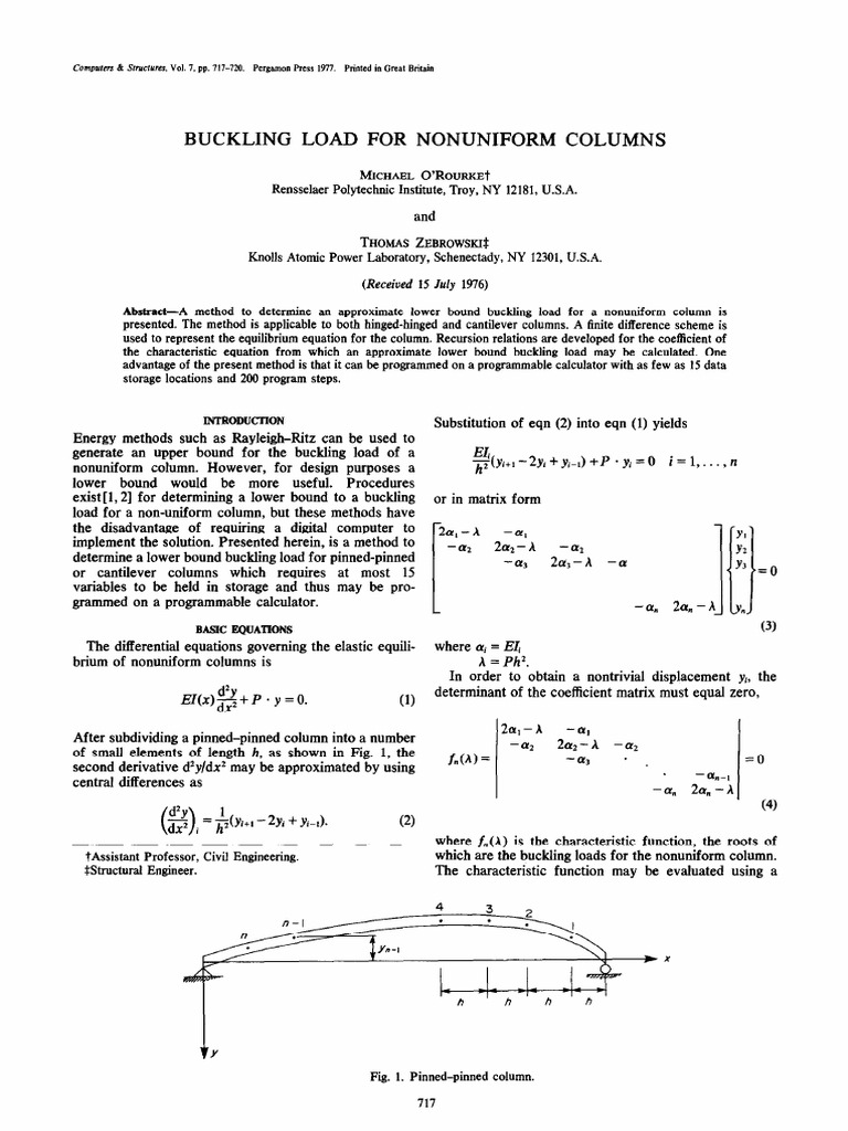 Buckling Load For Nonuniform Columns: E& A PHZ | PDF | Buckling | Column