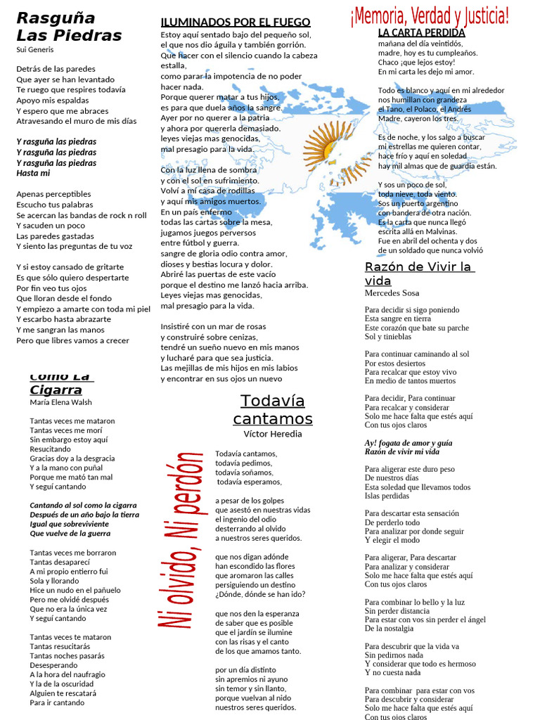 Memoria Verdad y Justicia CANCIONES ALUSIVAS | PDF