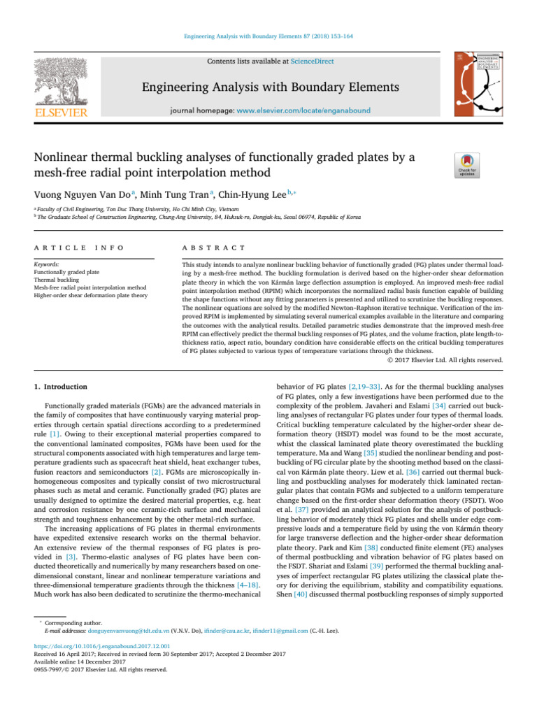 Nonlinear Thermal Buckling of FG Plates | PDF | Buckling | Deformation ...