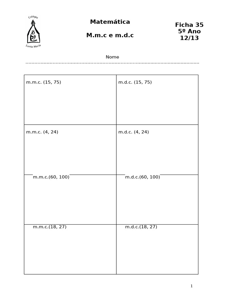 Ficha 35 - MMC e MDC | PDF