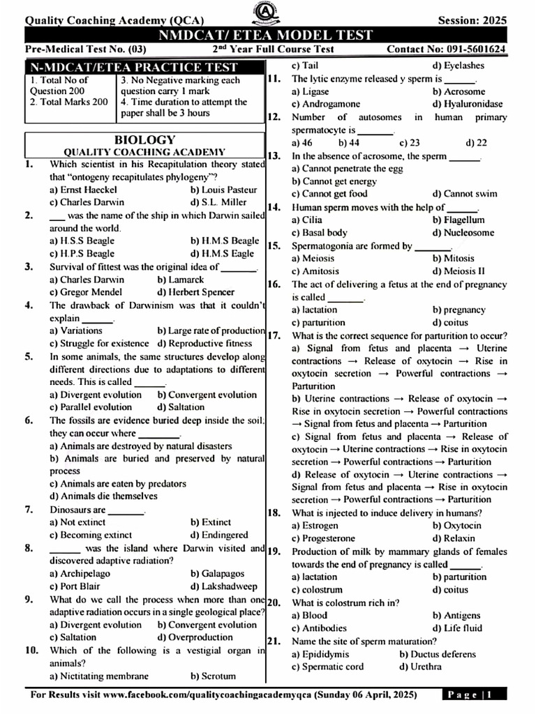 6 April 2025 QCA Test | PDF