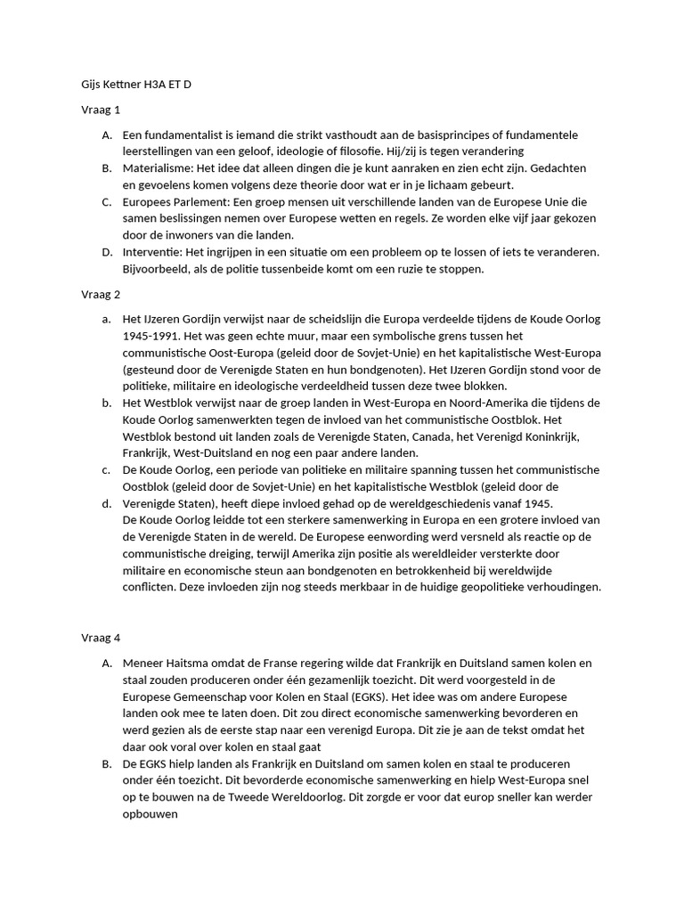 Gijs Kettner H3A ET 1 | PDF