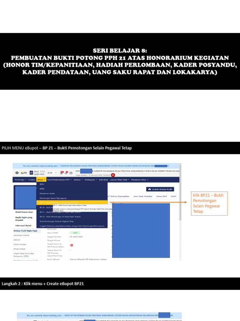 Cara Buat Bukti Potong PPh 21 Honorarium | PDF