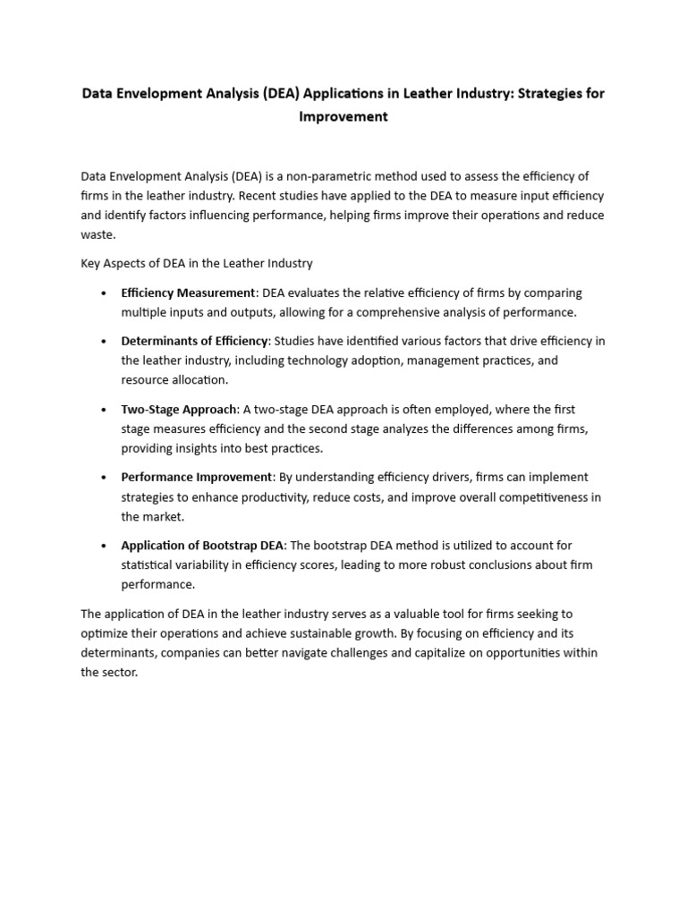 Data Envelopment Analysis (DEA) Applications in Leather Industry ...