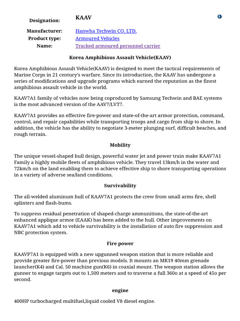 2 - Army Guide - KAAV, Tracked armoured personnel carrier | PDF | Armoured Fighting Vehicles ...