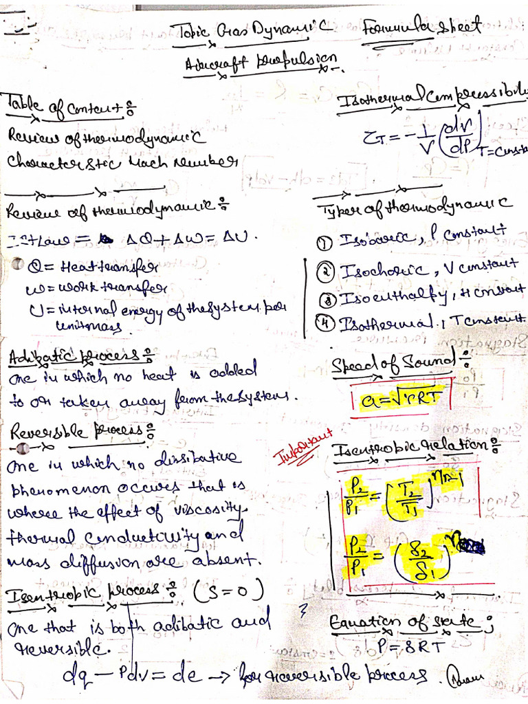 Aircraft Propulsion Notes | PDF