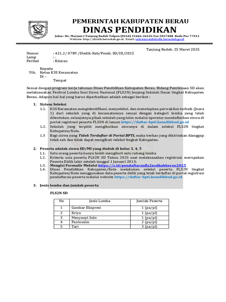 Edaran FLS2N SD 2025 | PDF
