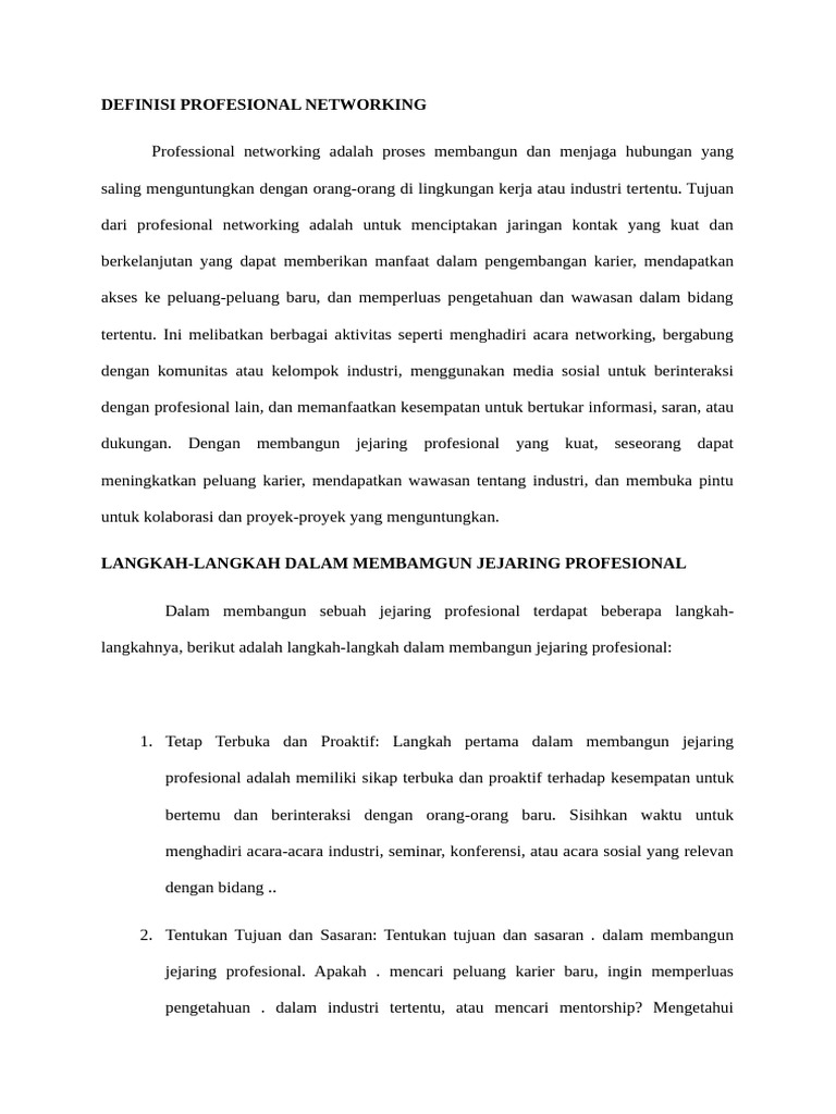 Membangun Jejaring Profesional Efektif | PDF