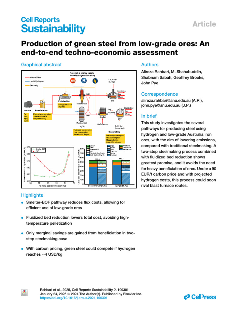 Production of Green Steel From Low Grade Ores An | PDF | Steelmaking ...