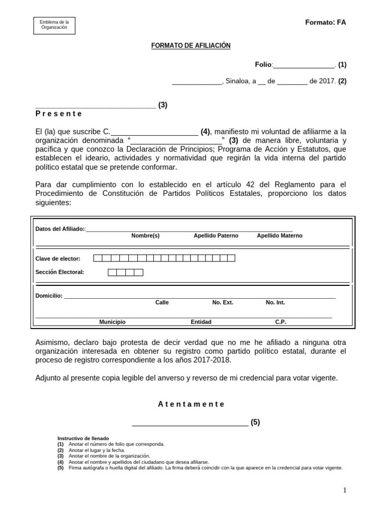 Fa Formato de Afiliacion | PDF | Gobierno