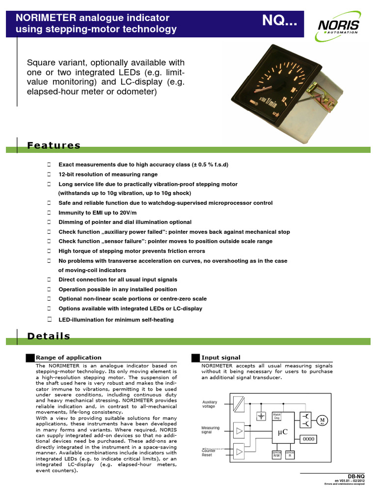 ME RPM Indicator Stepper Motor - Noris NQ | PDF | Calibration ...