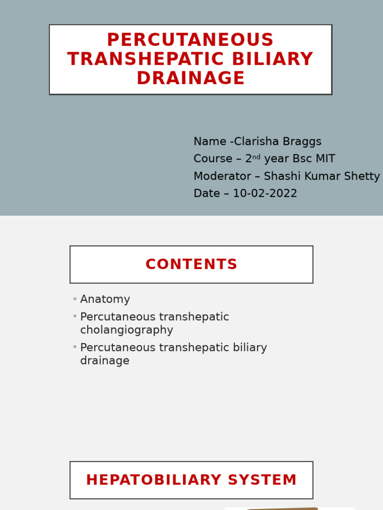 Hepatobiliary System PTC J PTBD | PDF | Pancreas | Liver