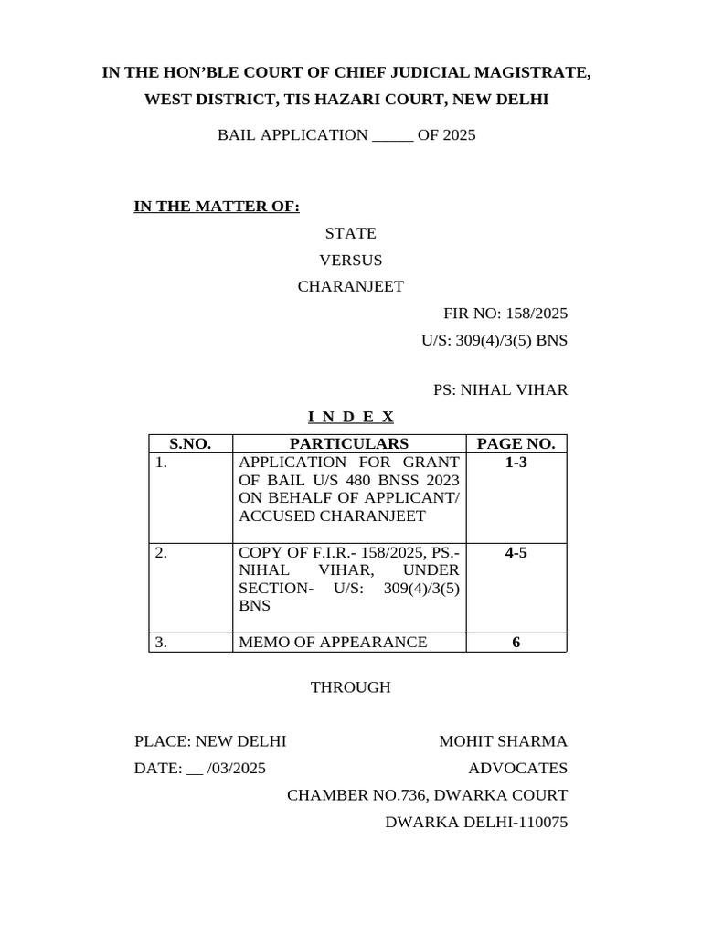 Bail Application for FIR 158/2025 | PDF | Bail | Judiciaries