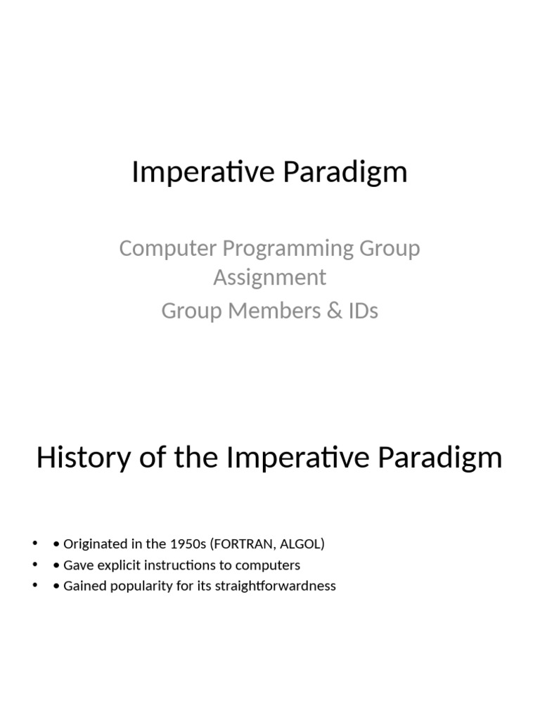 Imperative Paradigm Presentation | PDF
