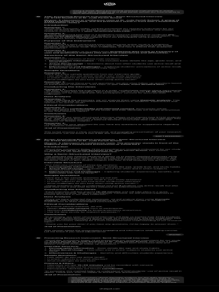 Semi-Structured Interview For STEM 2 | PDF