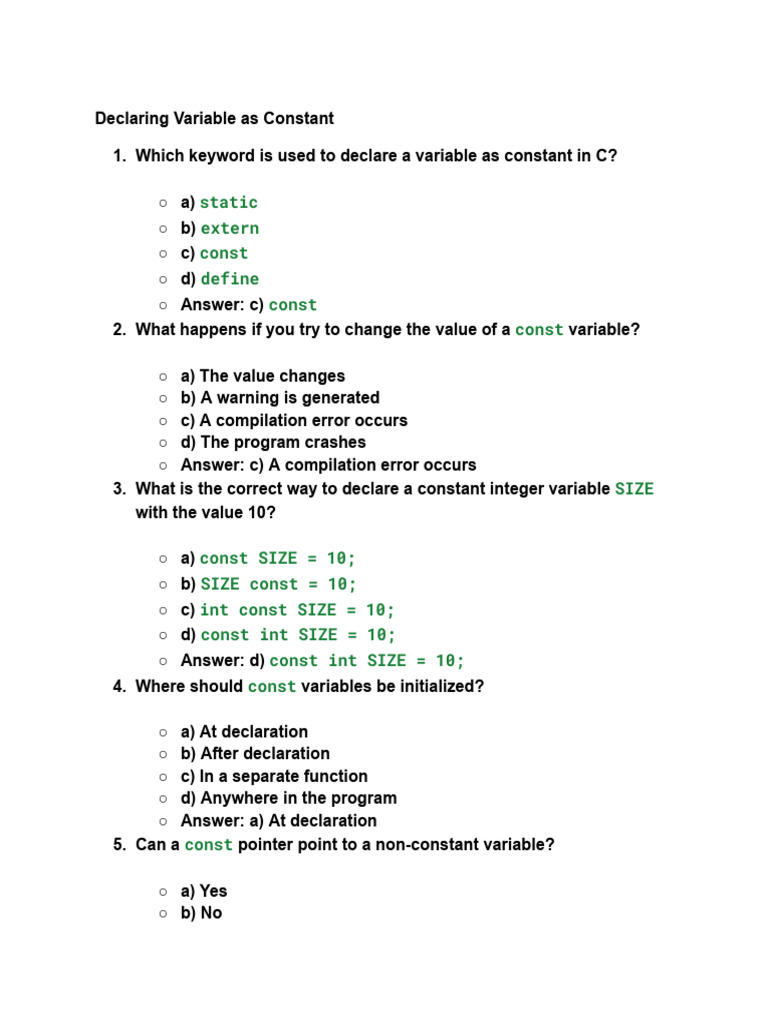 Declaring Variable as Constant | PDF | Pointer (Computer Programming) | Computer Data