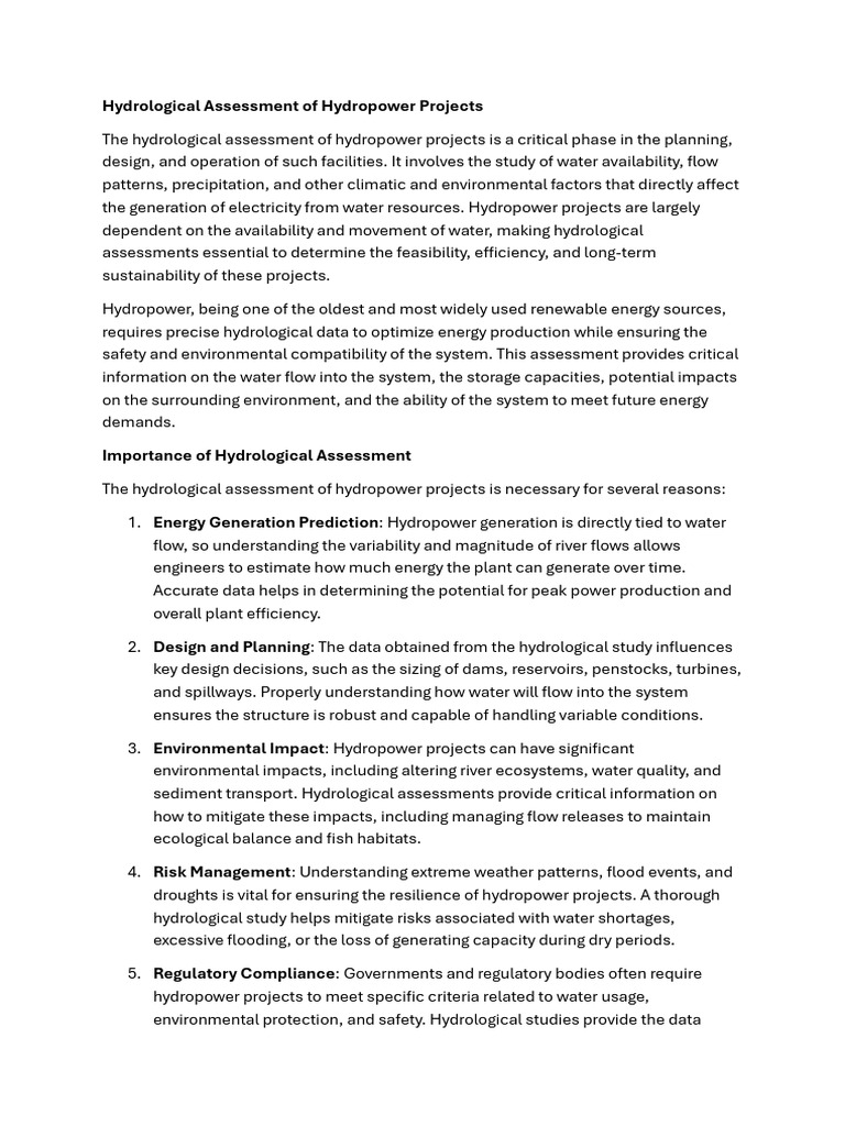 Hydrological Assesment of Hydropower Projects | PDF | Hydrology ...