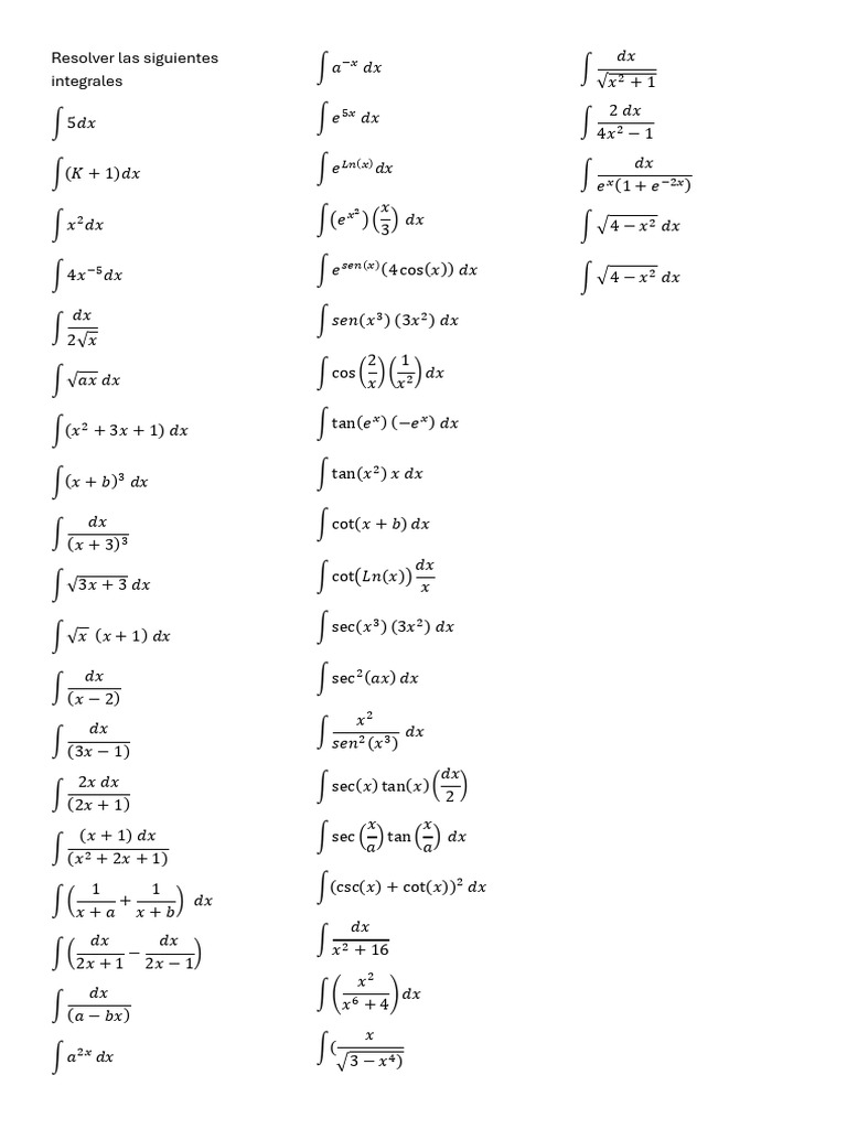 Ejercicios Integrales | PDF