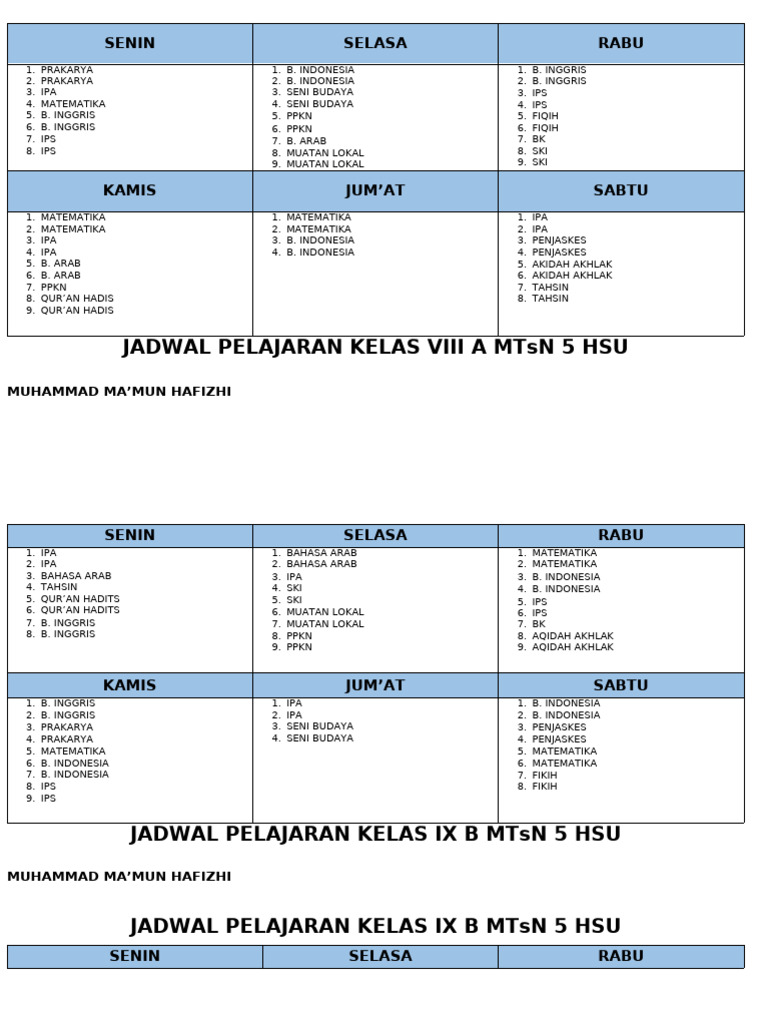 Jadwal Fizi | PDF