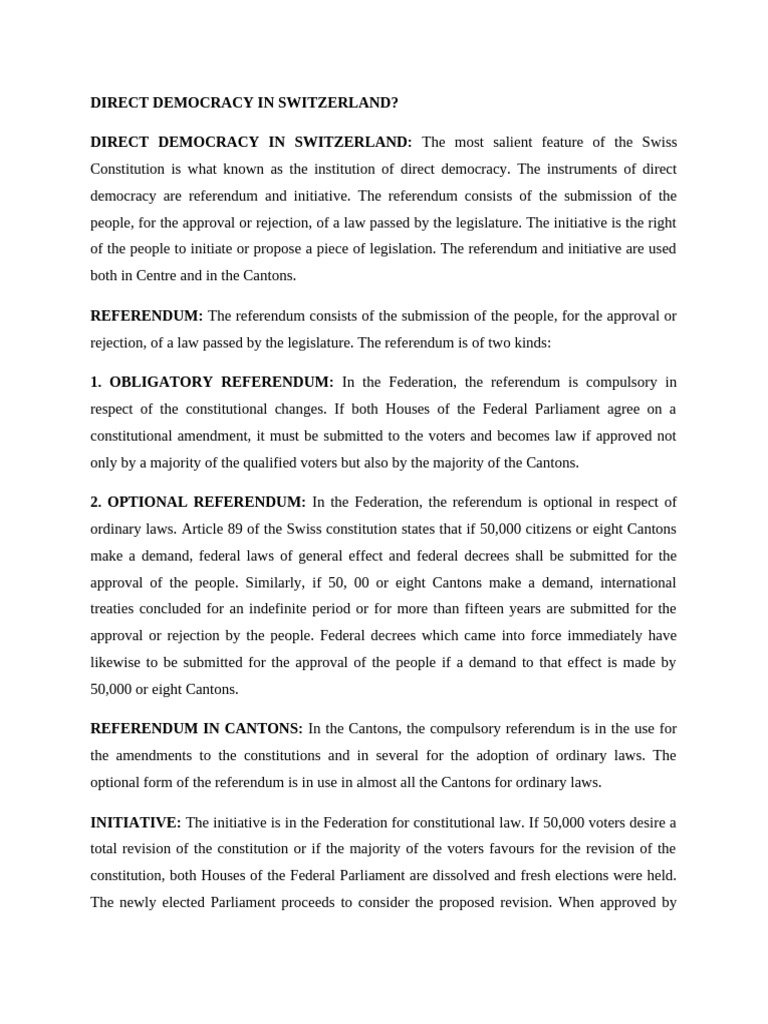 Direct Democracy in Switzerland | PDF | Democracy | Political Ideologies