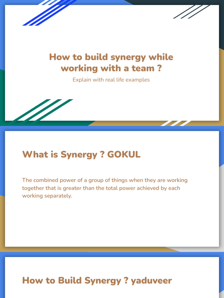 How To Build Synergy While Working With A Team - TEAM 17 | PDF ...
