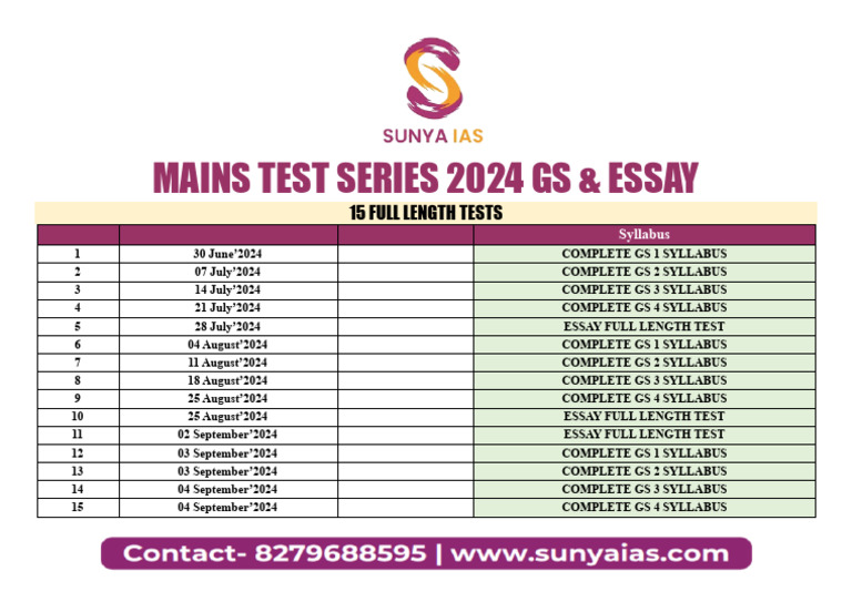 MAINS TEST SERIES 2024 (15 FLTS) | PDF