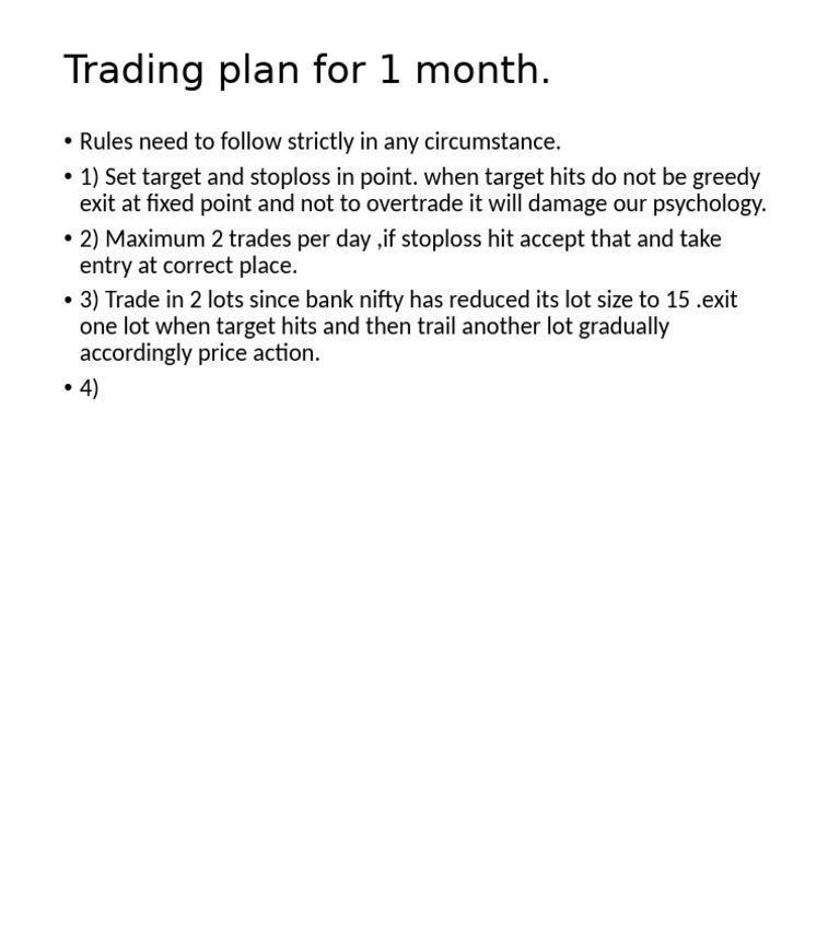 Trading Plan For 1 Month | PDF
