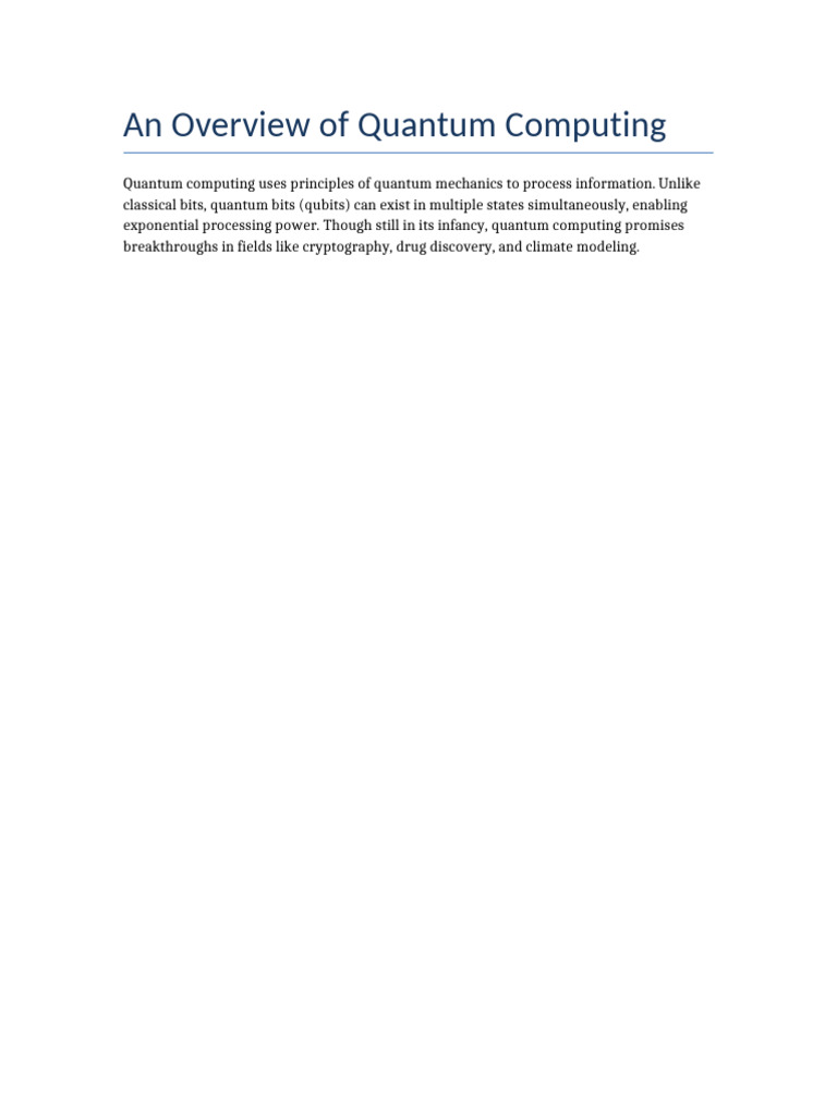Quantum Computing Overview | PDF