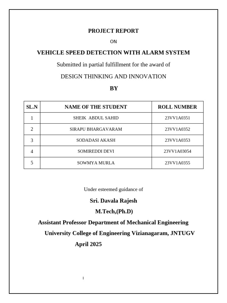 Vehicle Speed Detection With Alarm System | PDF | Traffic | Arduino