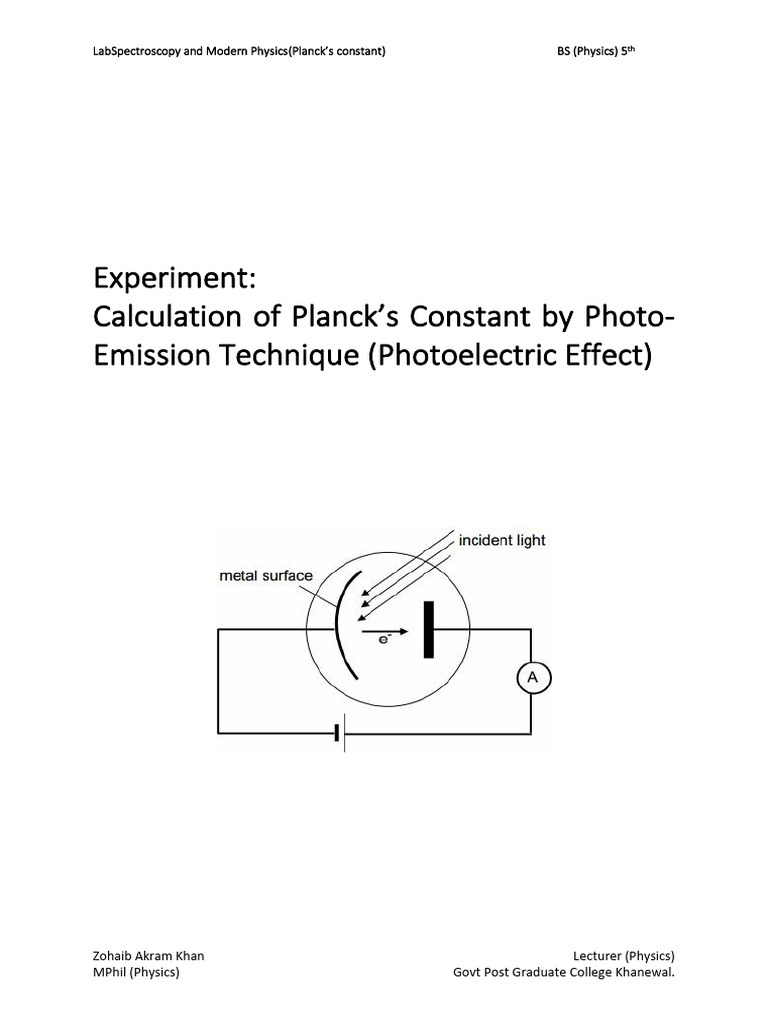 Calculate Planck's Constant Experiment | PDF | Photoelectric Effect | Light