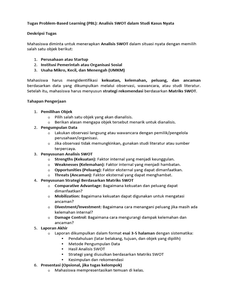 Analisis SWOT-TUGAS PBL-TEMPLATE-1 | PDF