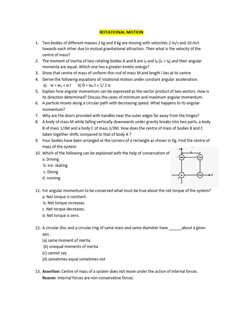 Assinment 11th Rotation Gravitation Solids | PDF | Angular Momentum ...