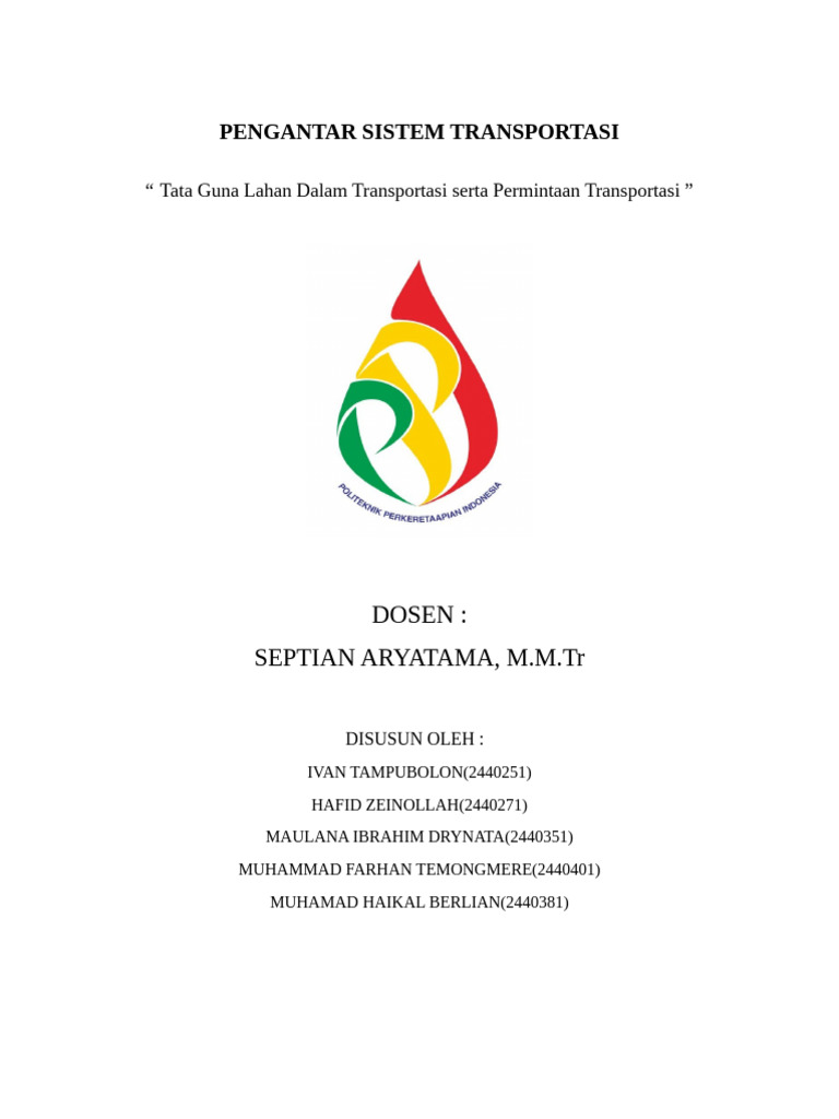 Pengantar Sistem Transportasi | PDF