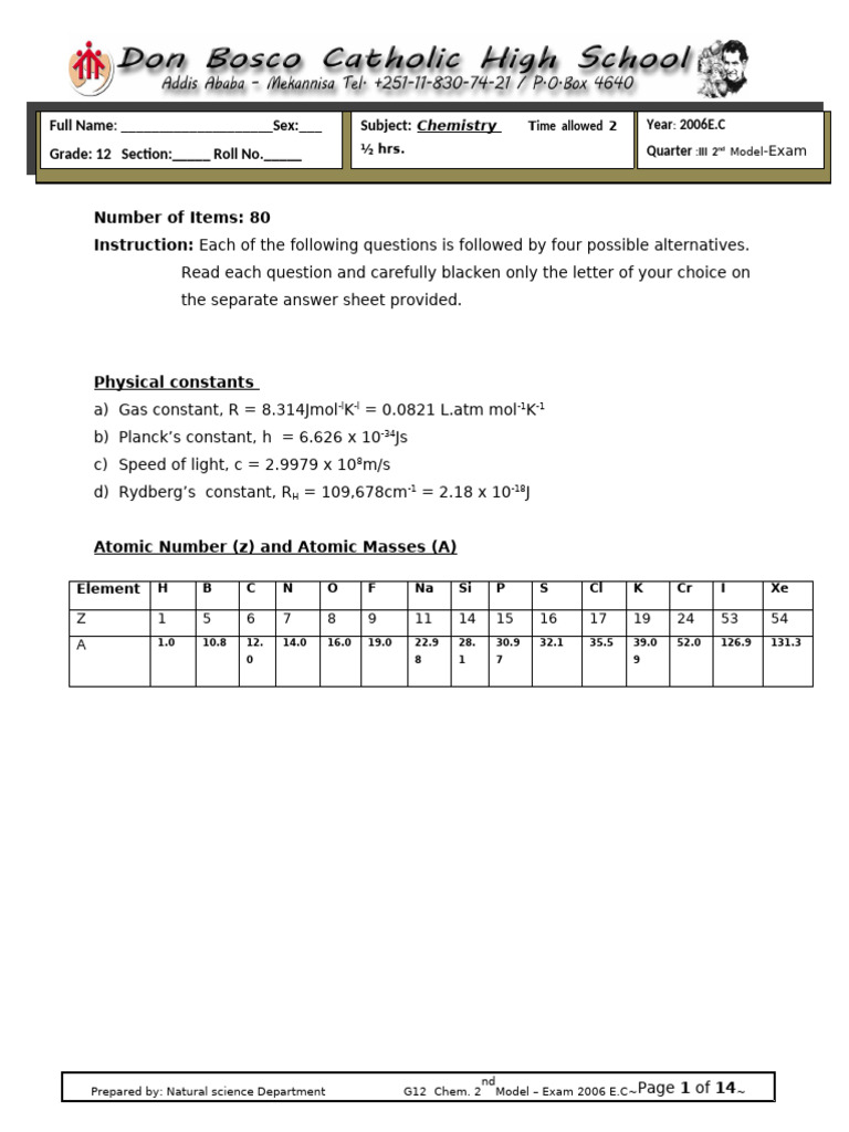 Chemistry 2nd Model G12 Edted (Repaired) | PDF | Reaction Rate ...