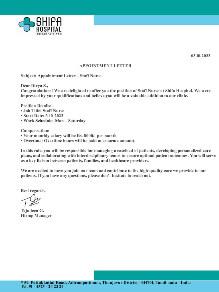 Appointment Letter | PDF