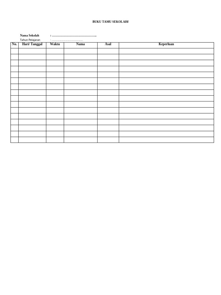 Buku Tamu Sekolah | PDF
