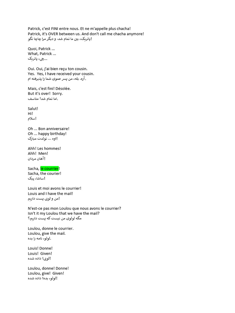 Extra French episode 1 - French - English - Persian | PDF