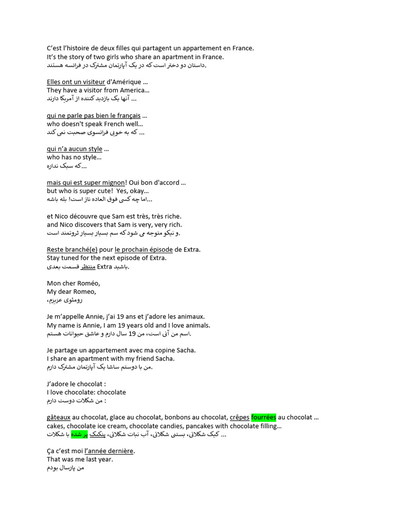 Extra French Episode 4 - French - English - Persian | PDF