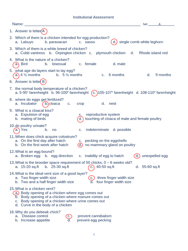 Poultry Farming Quiz with Answers | PDF | Chicken | Poultry