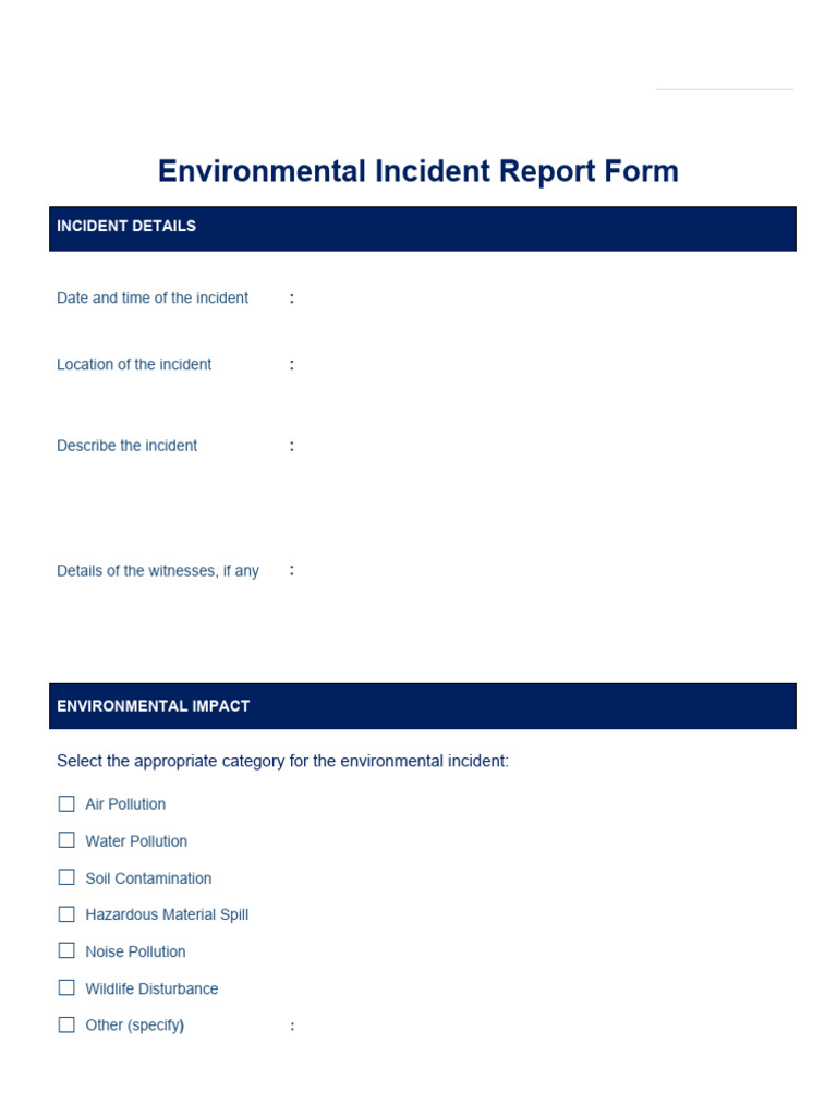 Environmental Incident Report Form | PDF