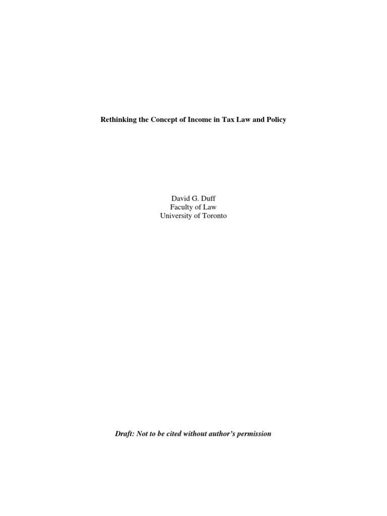 Rethinking The Concept of Income in Tax Law and Policy: David G. Duff ...