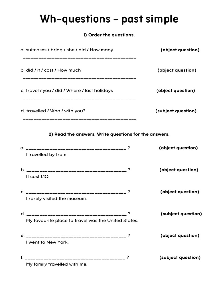 Past Simple Wh-Questions Worksheet | PDF
