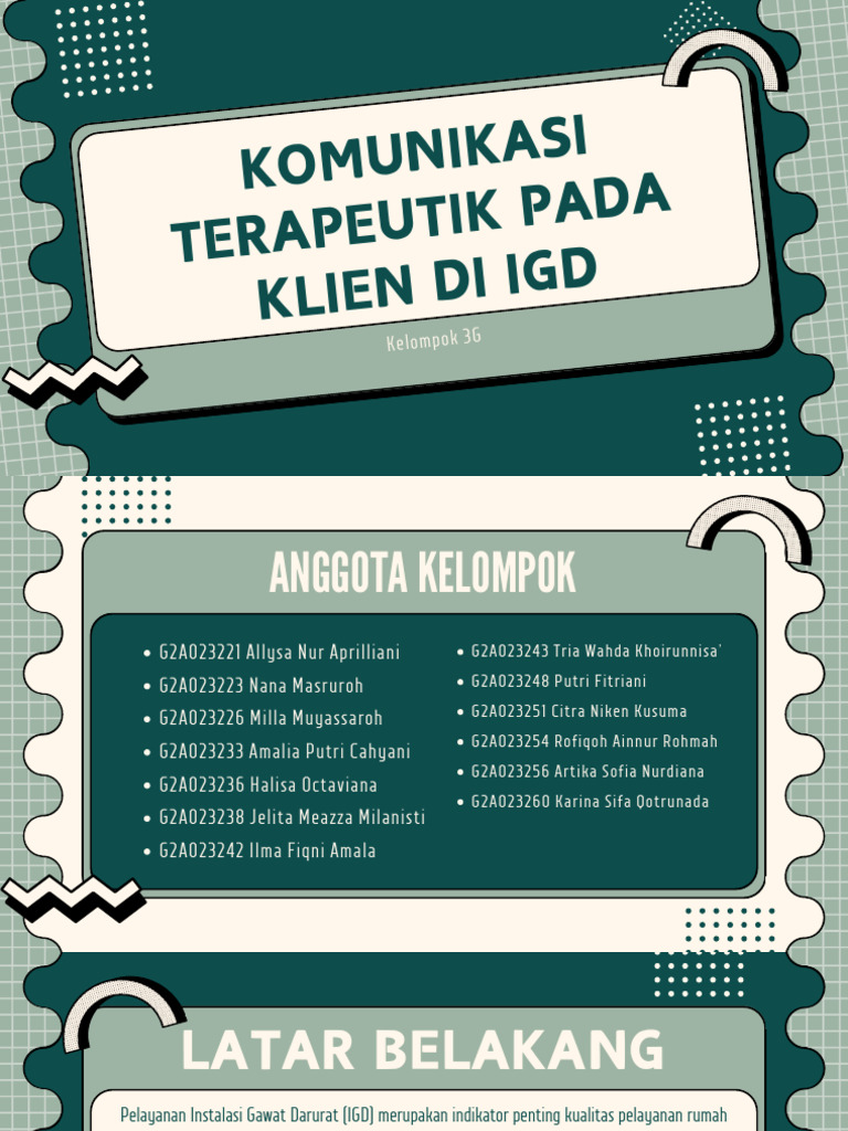 Kel 3G - PPT - Komunikasi Terapeutik Pada Klien Di IGD | PDF