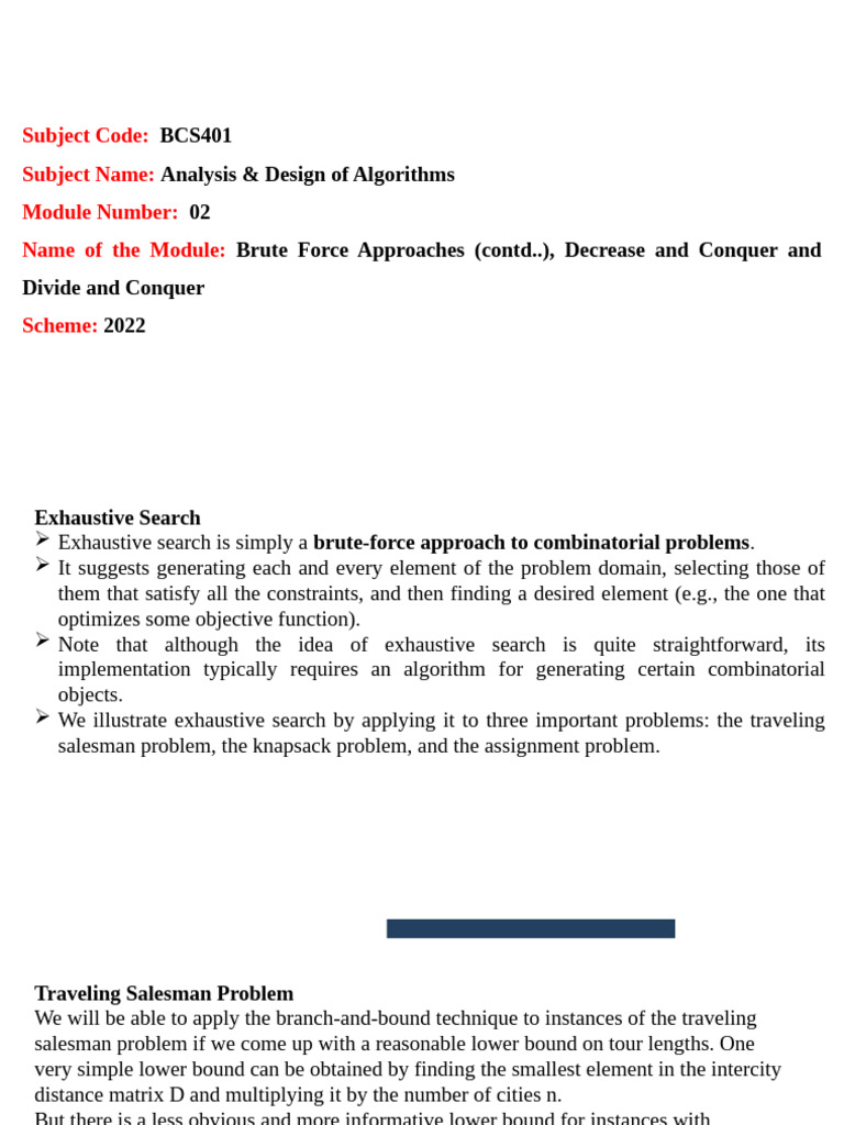 Module2 ADA - 4225 - BCS401 - 12-03-2025 | PDF | Mathematics | Mathematical Logic