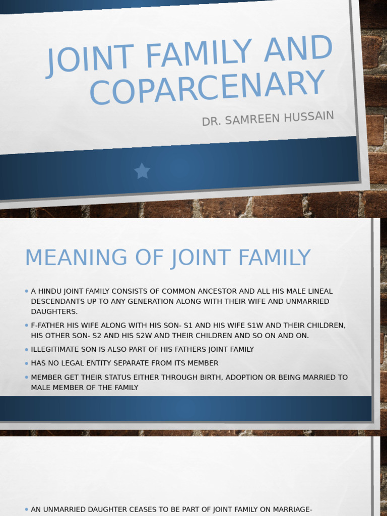 Joint Family and Coparcenary | PDF | Concurrent Estate | Social ...