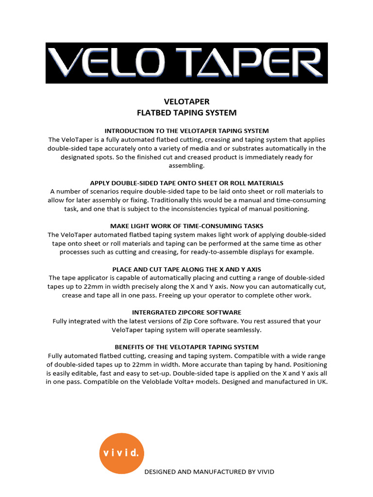 VeloTaper Taping System Info Sheet | PDF