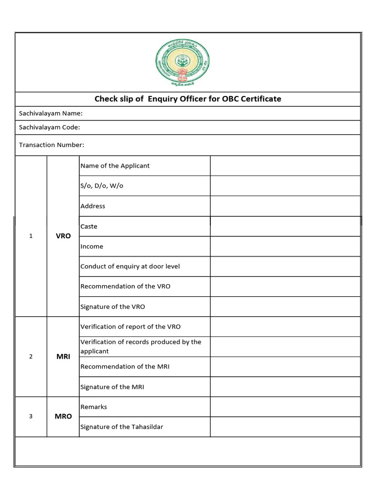 Obc Check List | PDF