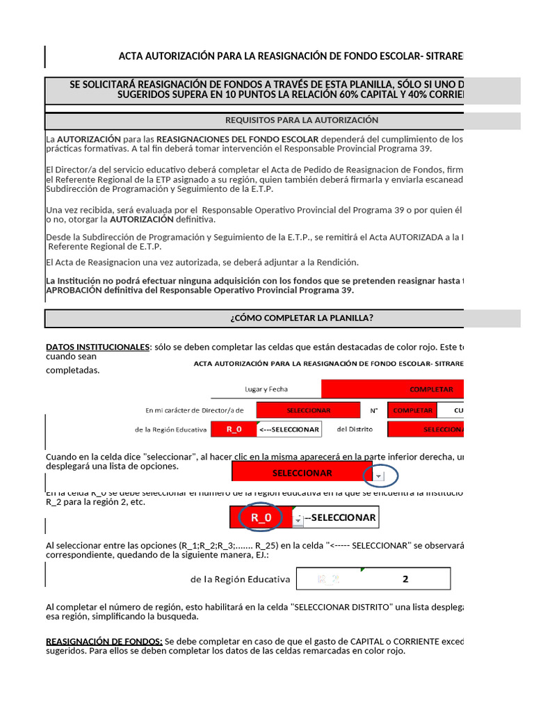 Instructivos y Modelos de Acta de Reasignación y Acta de Solicitud de Herramental Menor o ...
