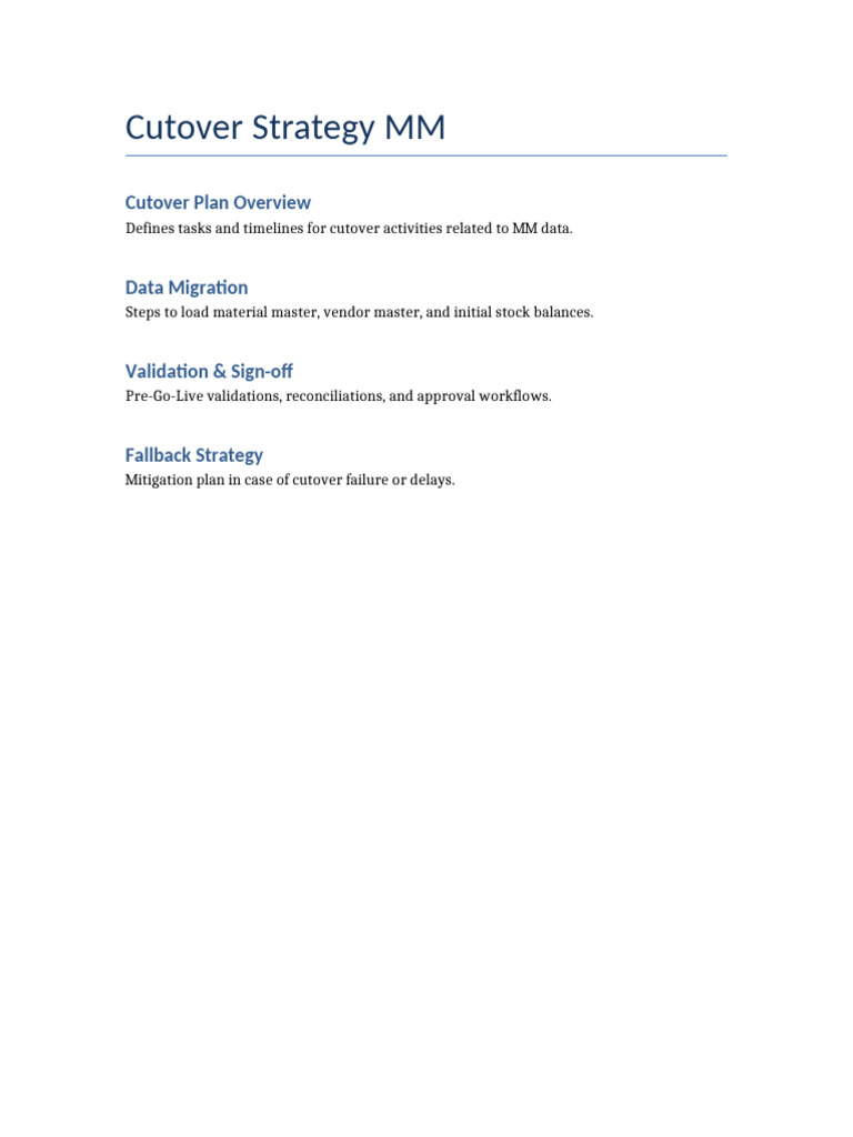 Cutover Strategy MM | PDF